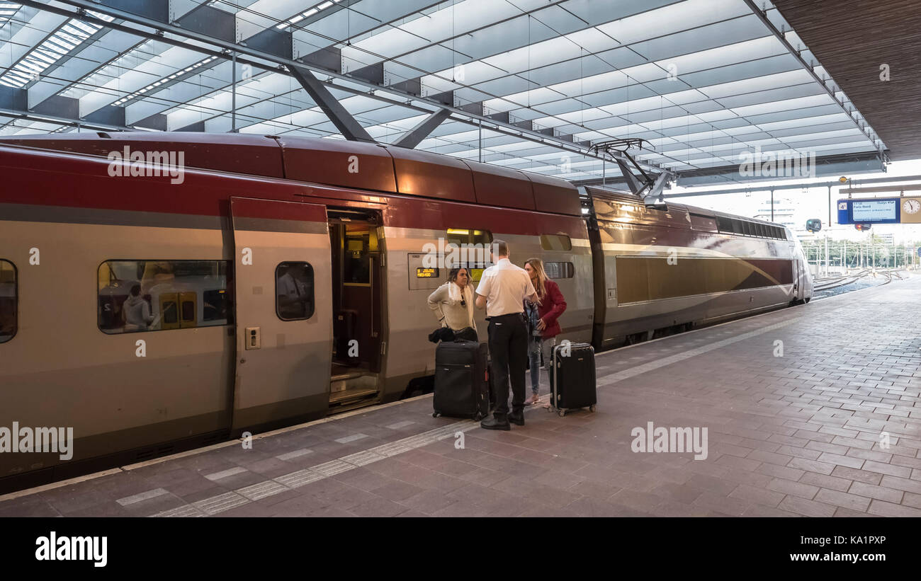 The high speed train Thalys in Rotterdam Central Station, Netherlands ...