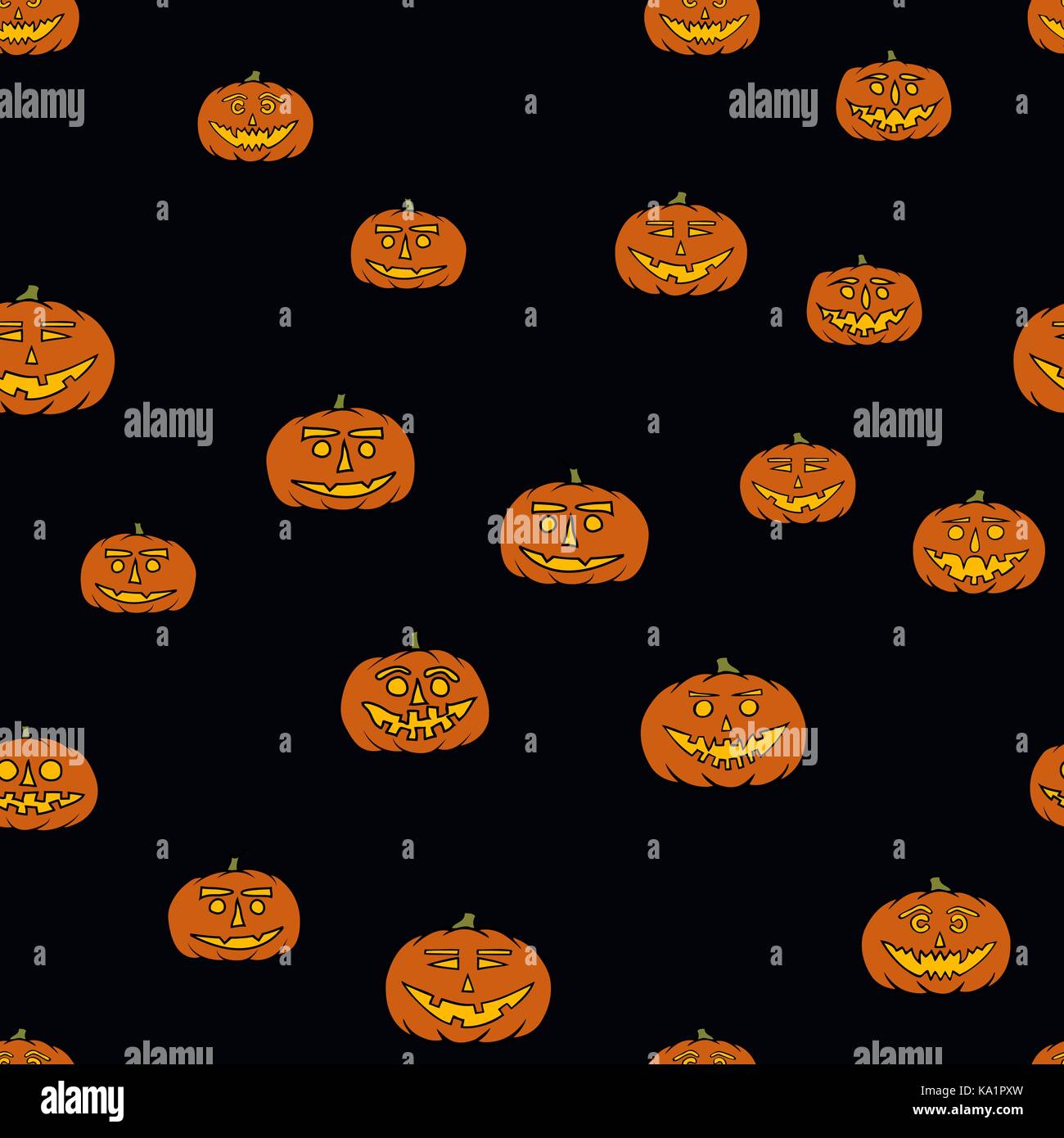 hand drawn jack-o-lantern seamless pattern - halloween background Stock ...