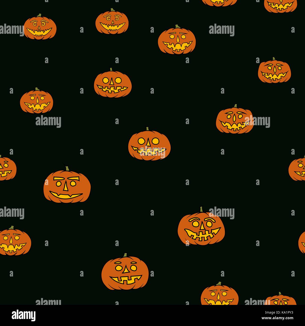 hand drawn jack-o-lantern seamless pattern - halloween background Stock ...
