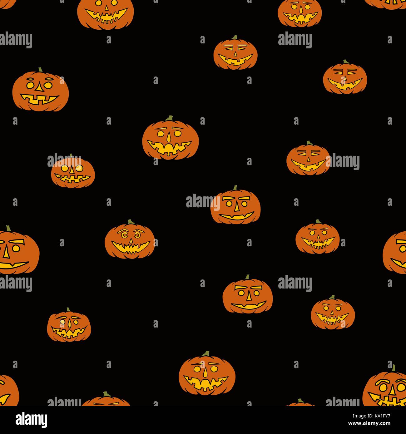 hand drawn jack-o-lantern seamless pattern - halloween background Stock ...