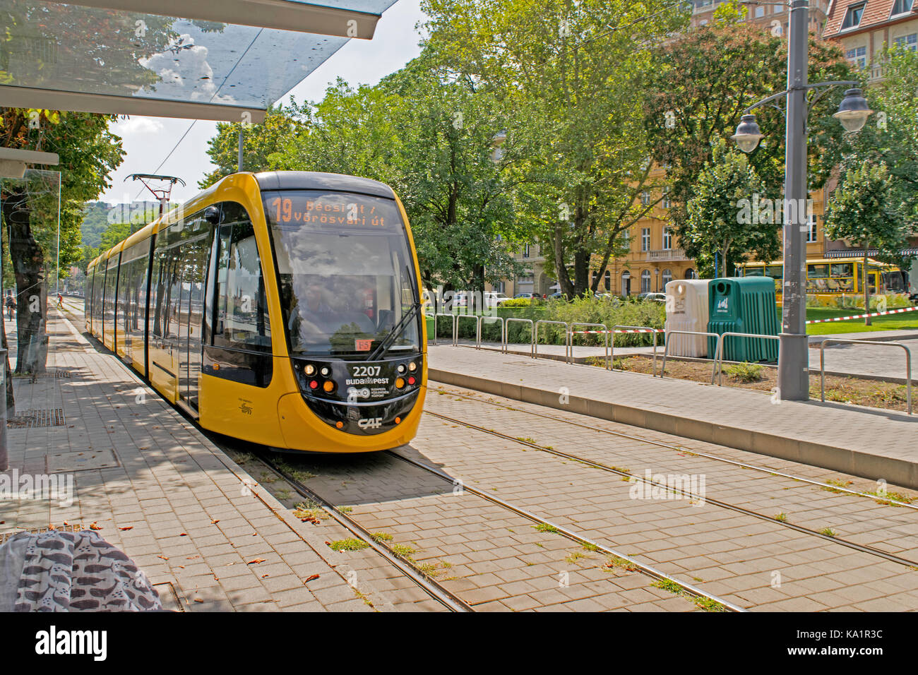 Yellow Tram in Budapest Hungry Stock Photo - Alamy