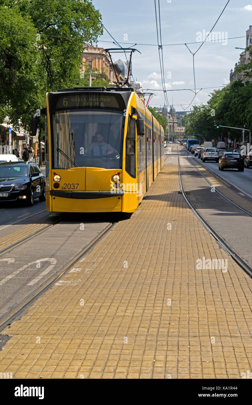 Yellow tram in Budapest, Hungary Stock Photo - Alamy