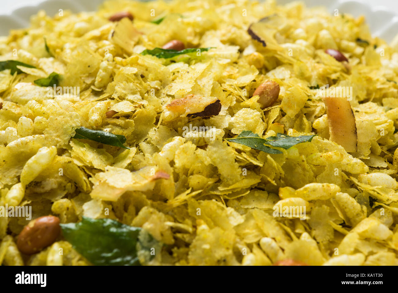 Indian traditional and popular snack poha chivda or chivada made from ...