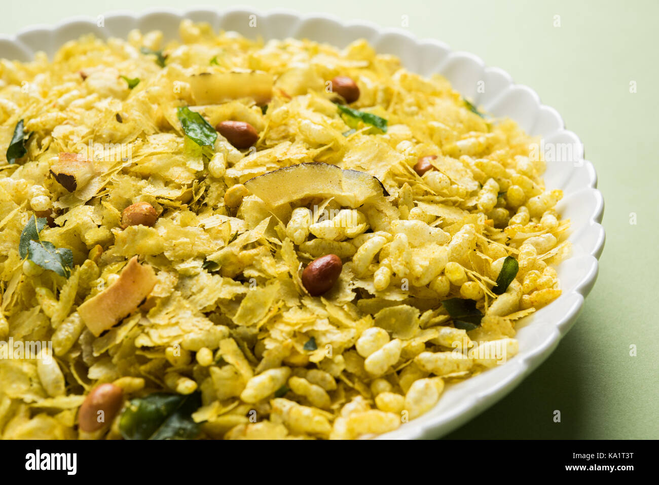Indian traditional and popular snack poha chivda or chivada made from ...