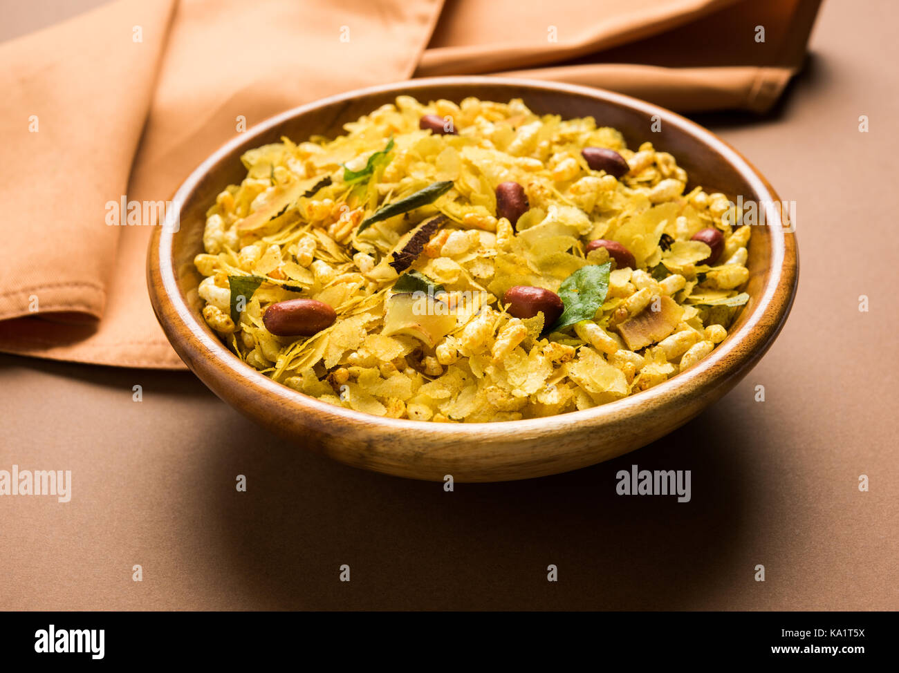 Indian traditional and popular snack poha chivda or chivada made from ...