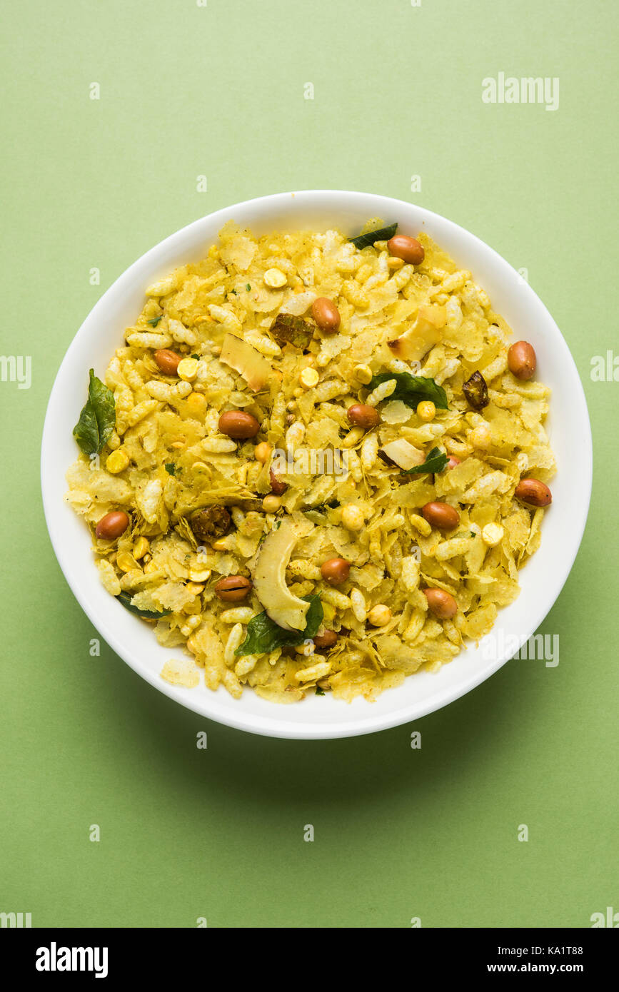 Indian traditional and popular snack poha chivda or chivada made from ...