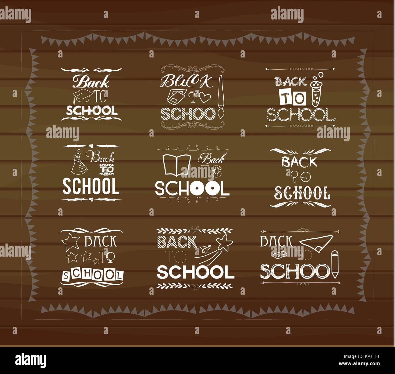 Vintage back to school card. Wooden background, typography Stock Vector ...