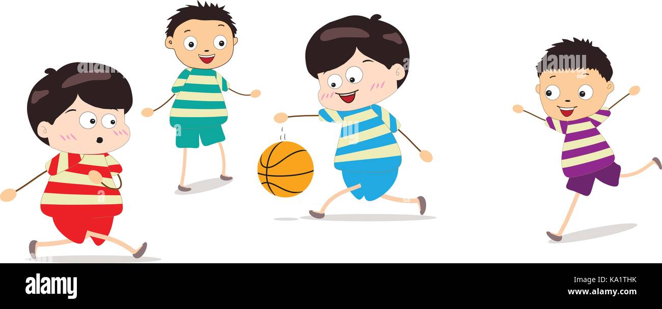Little Kids Playing Basketball Stock Vector Image & Art - Alamy