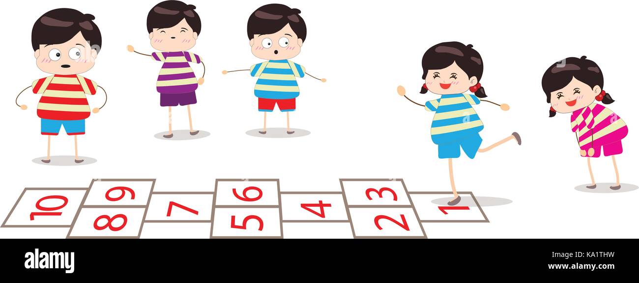 kids playing hopscotch in a playground Stock Vector Image & Art - Alamy