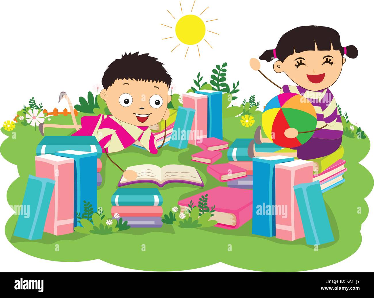 kids studying book Stock Vector Image & Art - Alamy