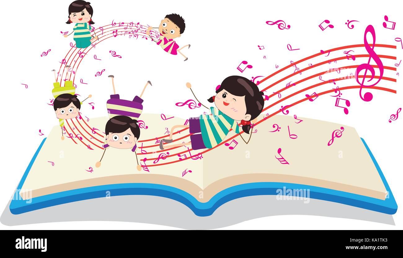 Happy Music Kids with book Stock Vector Image & Art - Alamy