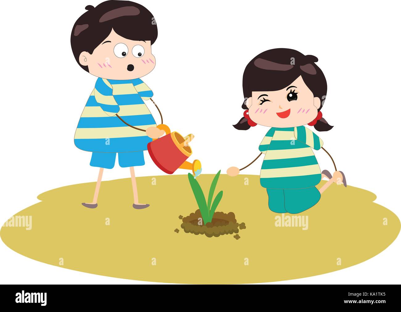 Boy Girl Planting Plants Stock Photos & Boy Girl Planting Plants Stock ...