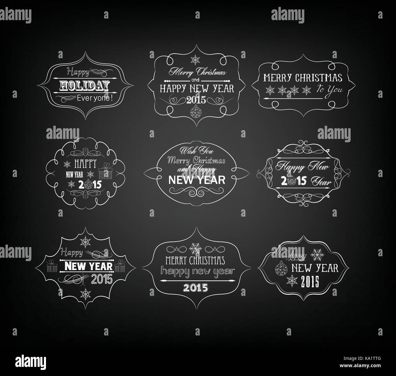 Set Of Vintage Retro christmas and happy new year Labels Stock Vector ...