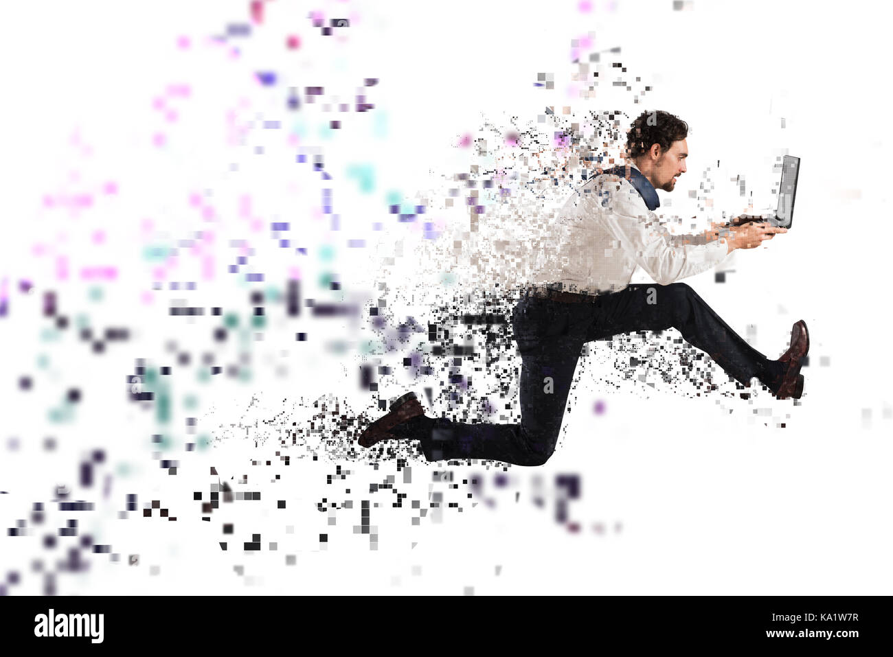 Fast internet connection concept with running businessman Stock Photo ...
