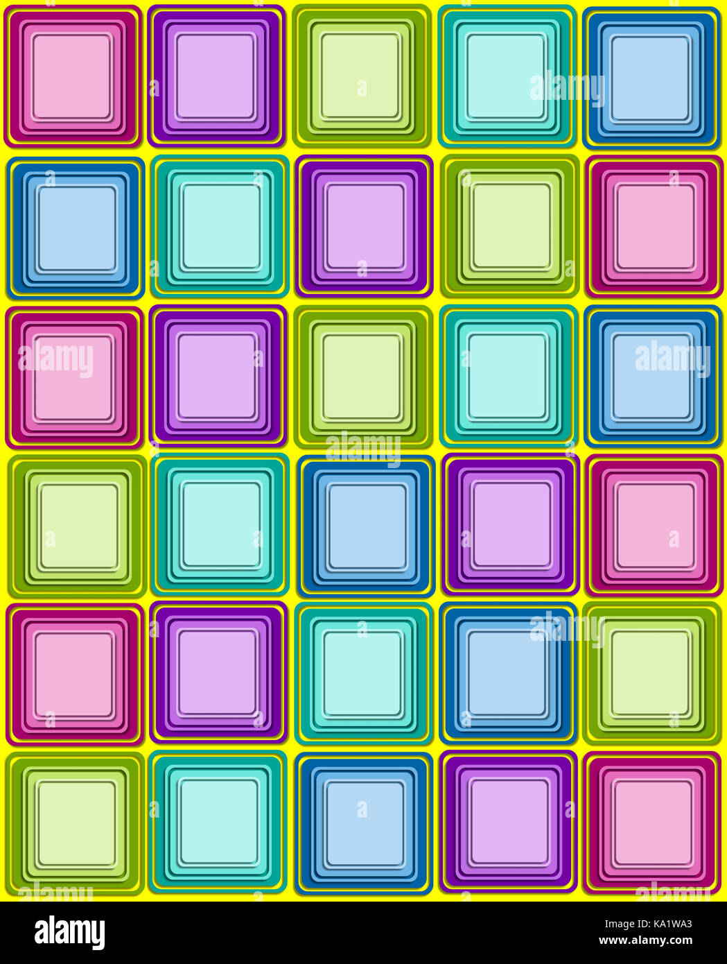 Bright and colorful squares have three layers of color. Yellow fills ...
