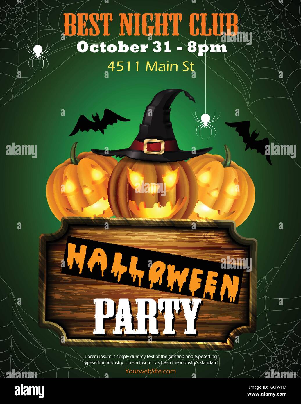 Halloween party flyer with pumpkins Stock Vector Image & Art - Alamy