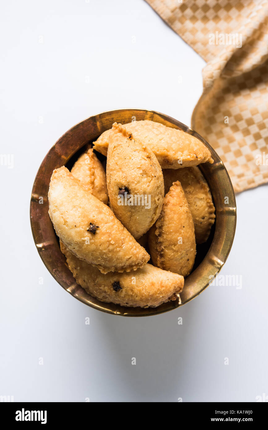 Stock Photo of Karnaji or gujia is a sweet dumpling made from maida and ...