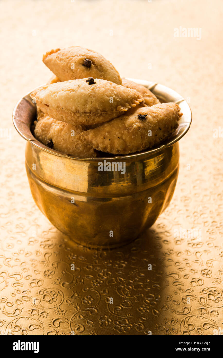 Stock Photo of Karnaji or gujia is a sweet dumpling made from maida and ...