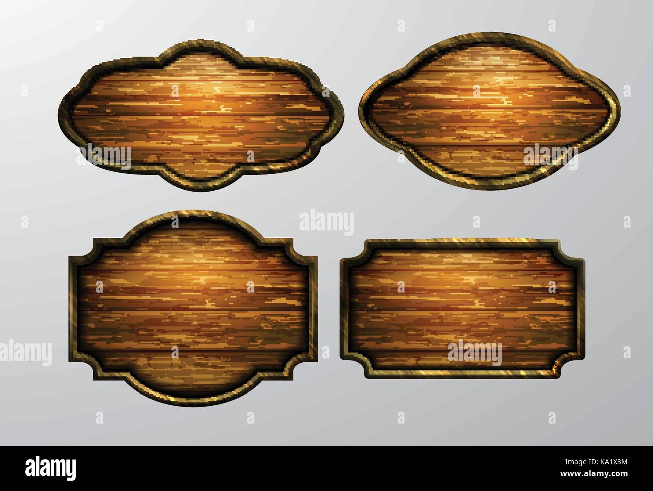 Wooden signs, vector icon set Stock Vector Image & Art - Alamy