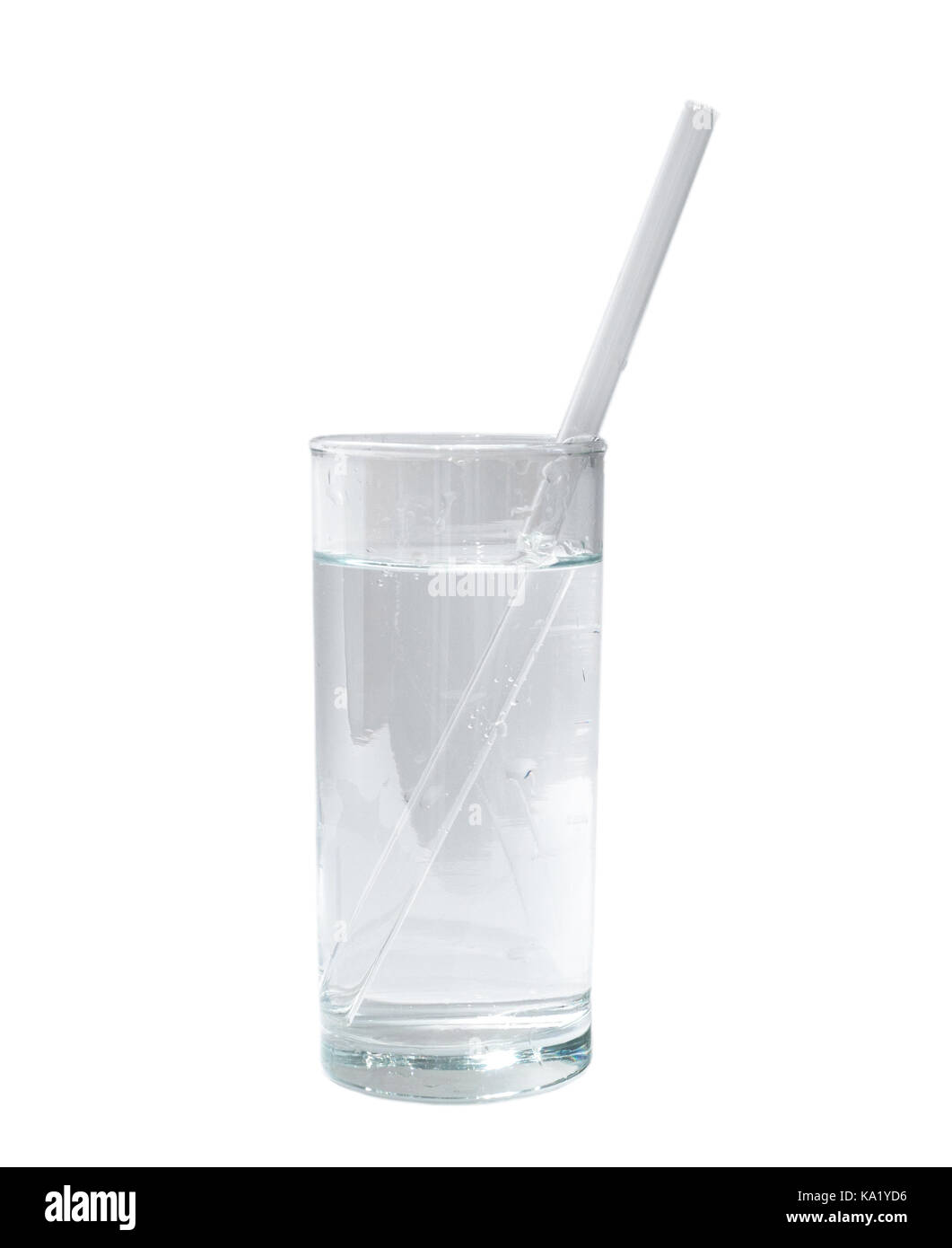 isolated glass of pure water with glass drinking straw. object ...