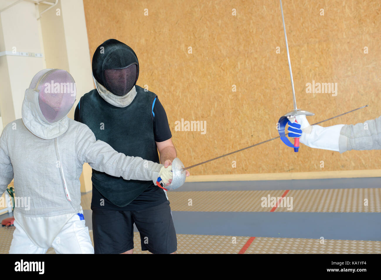 swordsmen trainining in a gym Stock Photo - Alamy