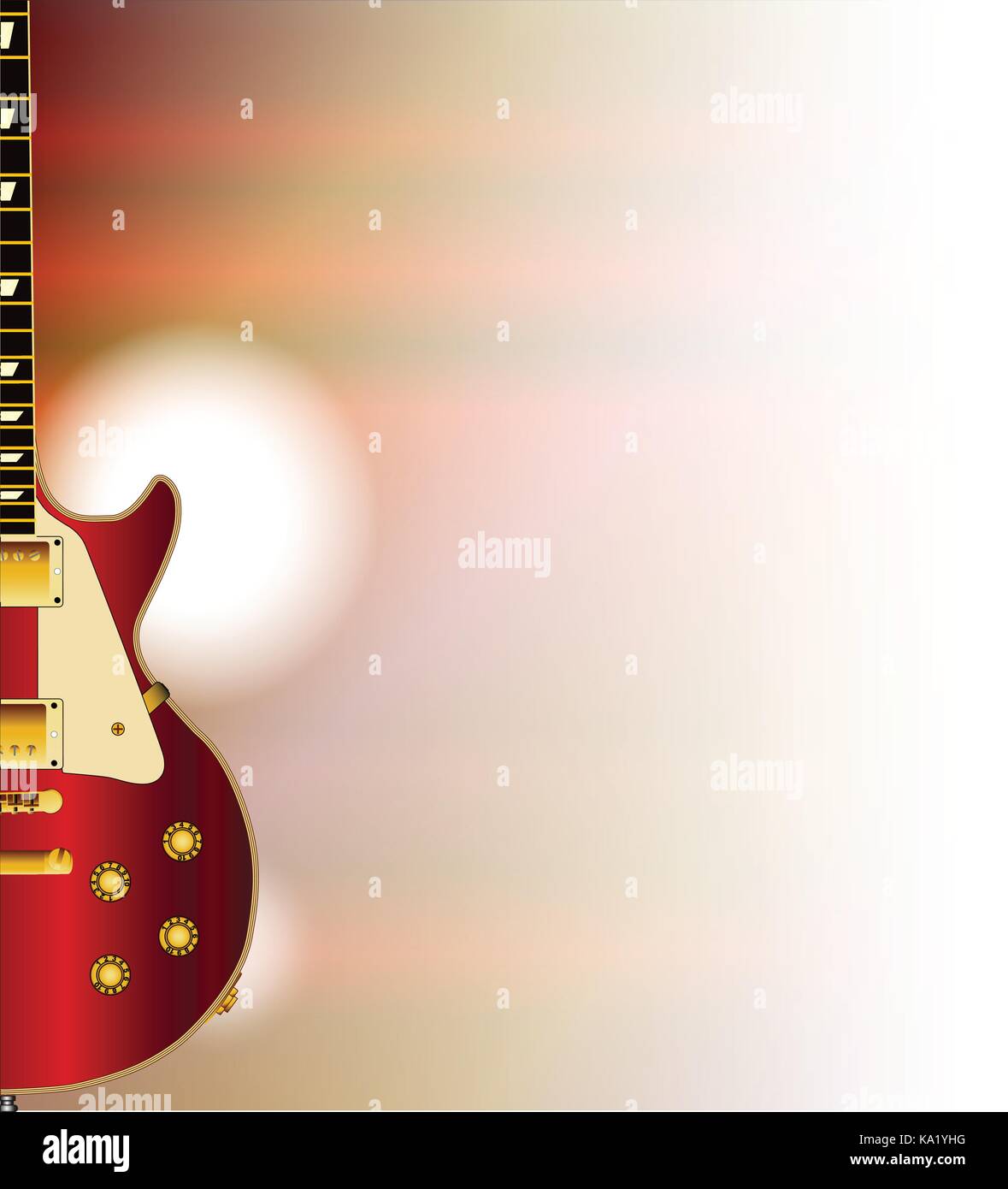 A red solid body electric guitar set on a faded background Stock Vector ...
