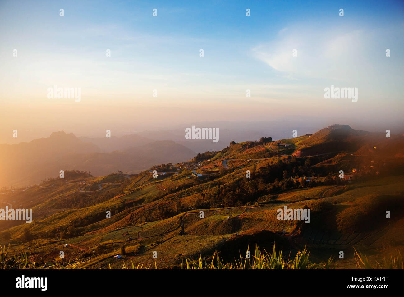 Mountain landscape with sunlight in the morning Stock Photo - Alamy