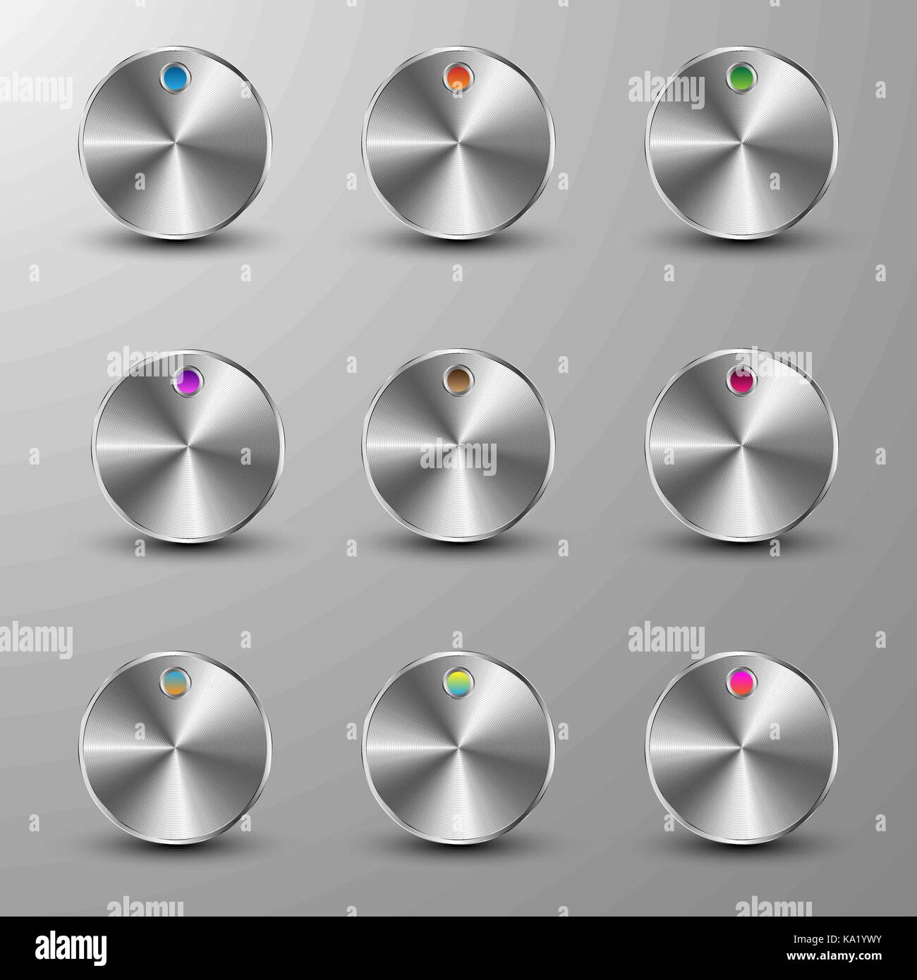 Set of metallic buttons with coloored elements Stock Vector Image & Art ...