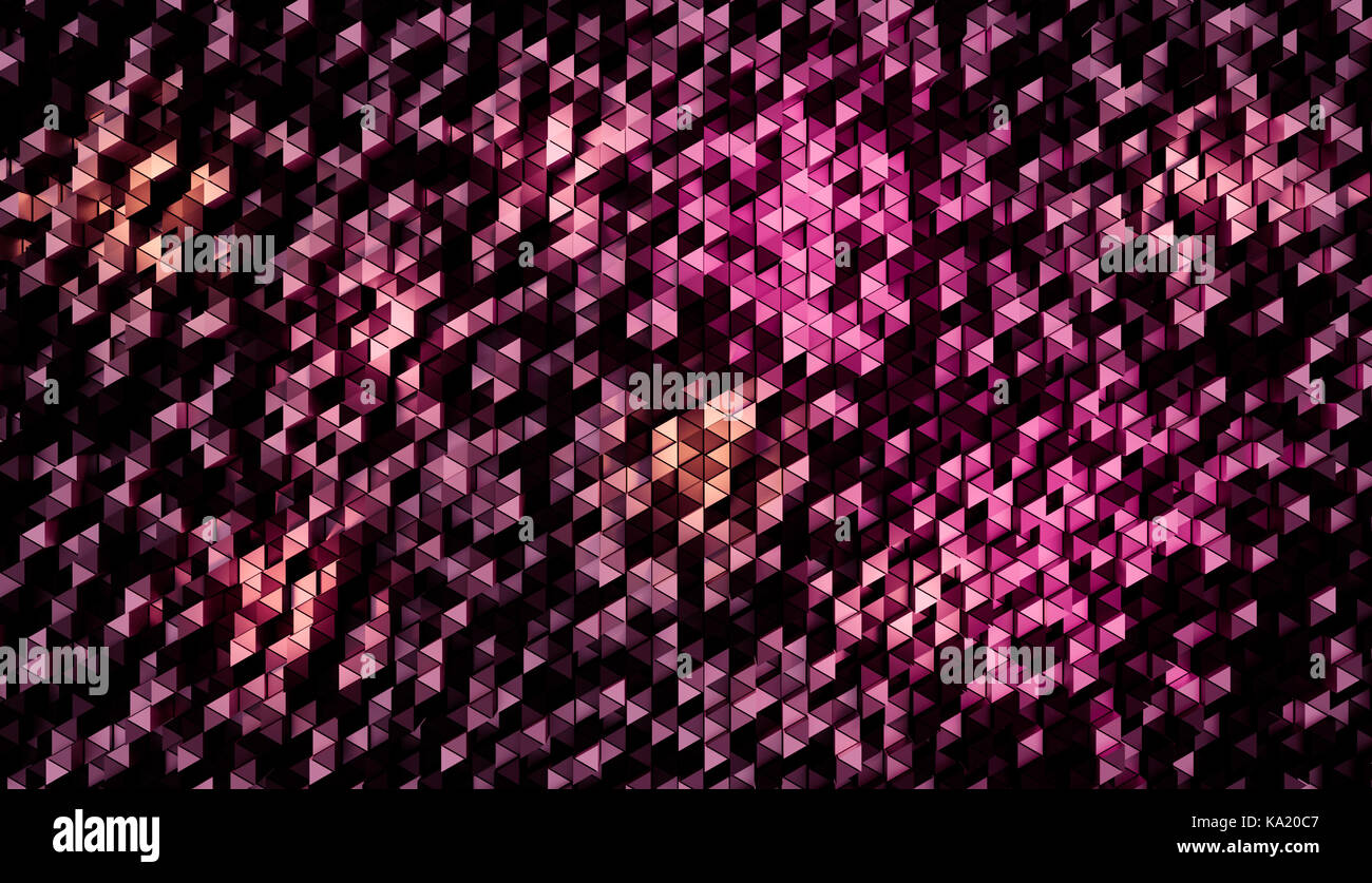 Abstract background of many small triangles. 3D render illustration ...