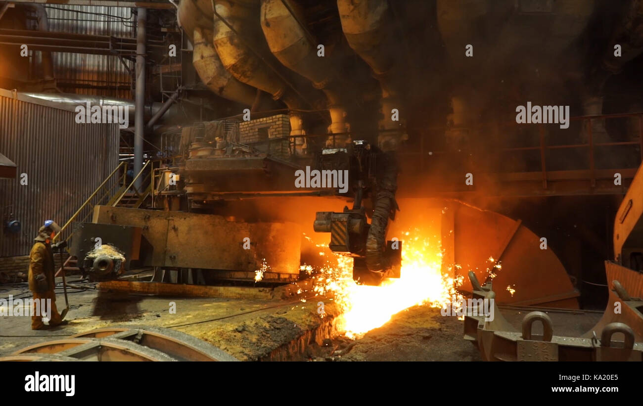 Equipment and machines at the metallurgical plant. Heavy industry ...
