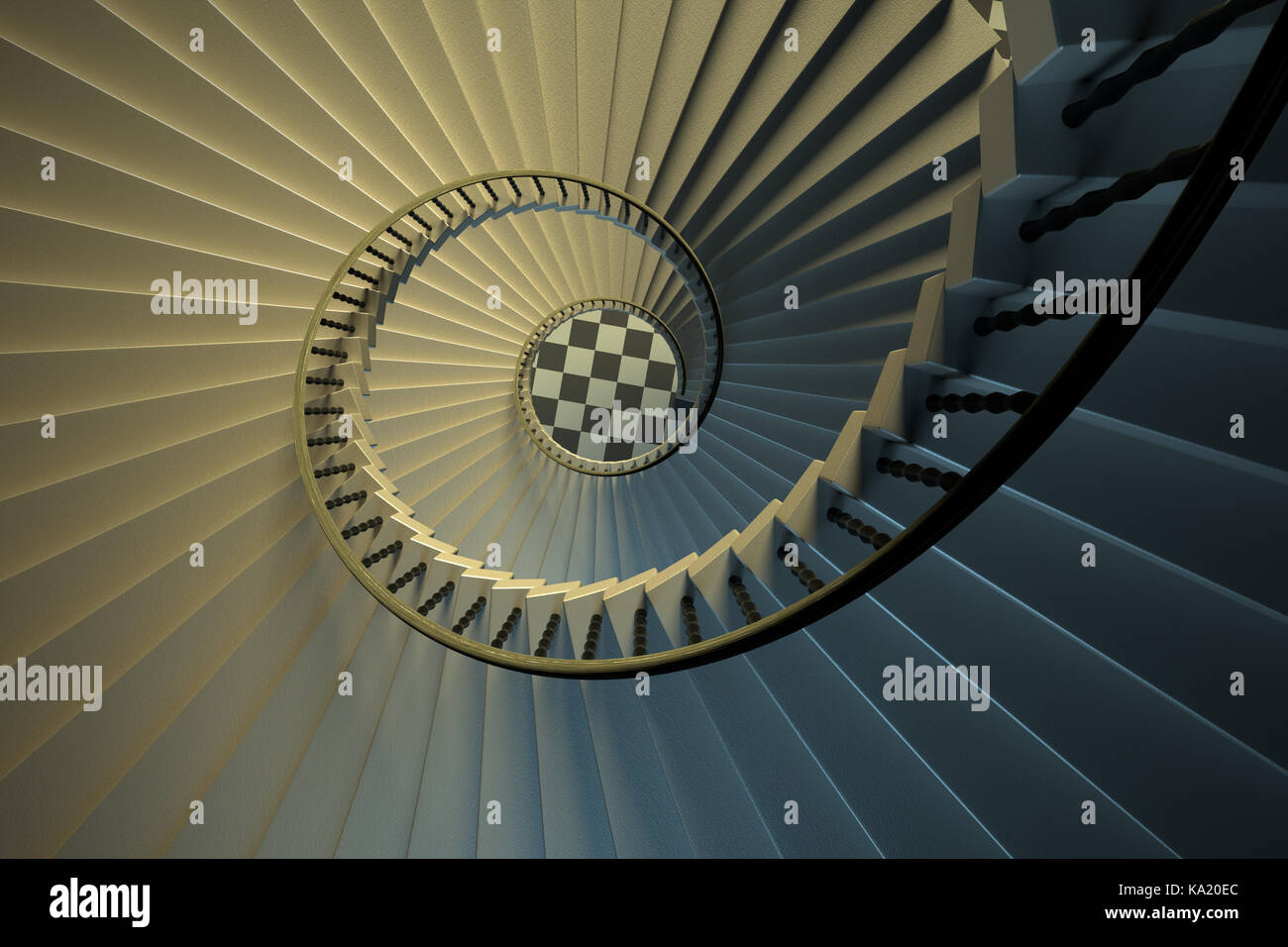 Upside view of a spiral staircase. 3D render illustration Stock Photo ...