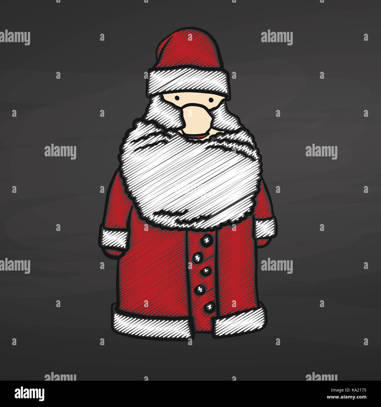 Santa Claus Sketch on Chalkboard, handdrawn vector sketch, clean ...