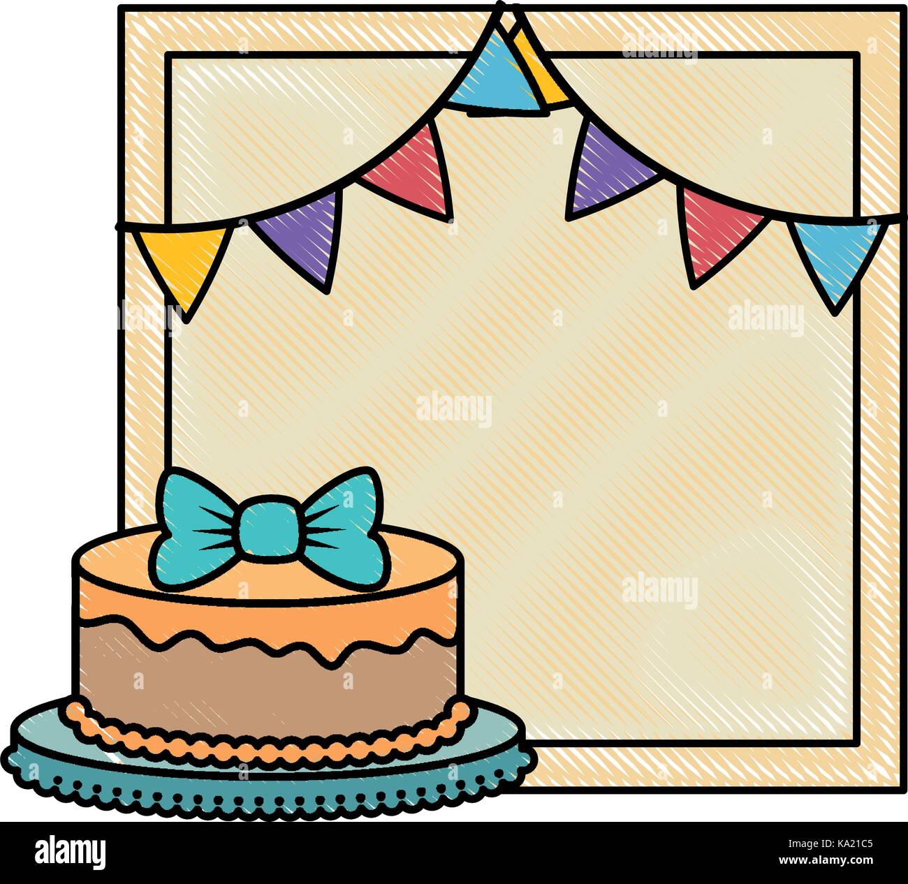 delicious cake with garlands vector illustration design Stock Vector ...
