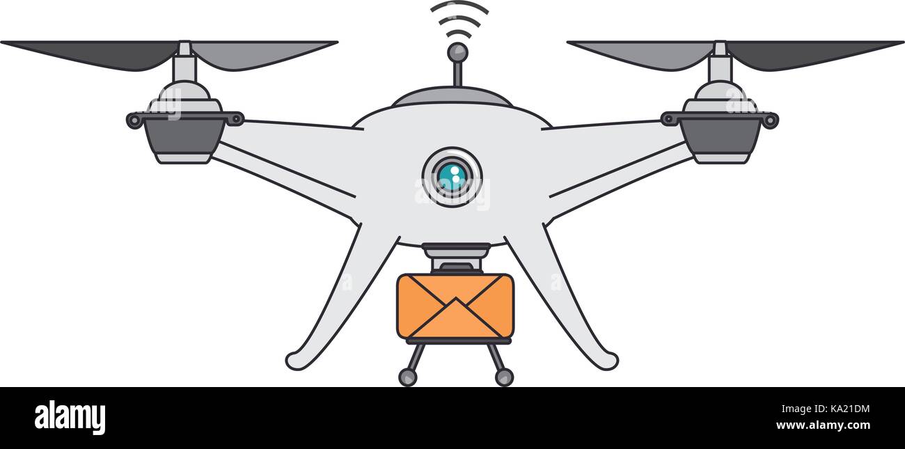 drone flying technology with envelope vector illustration design Stock ...