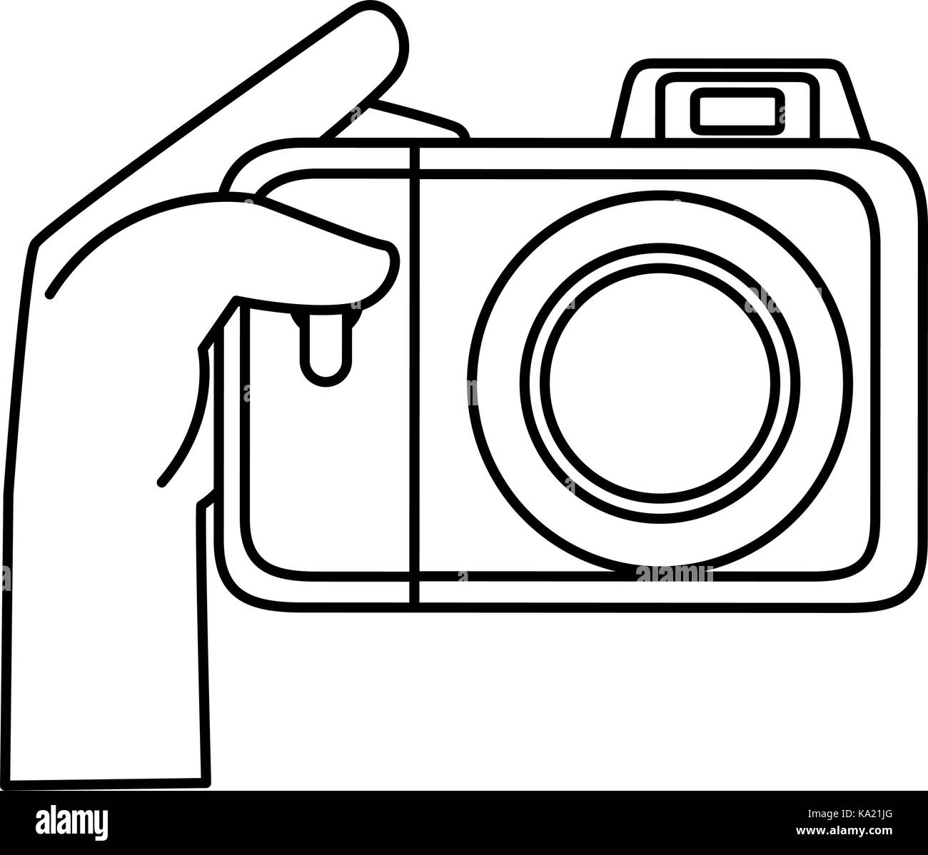 hand user with camera photographic isolated icon vector illustration ...