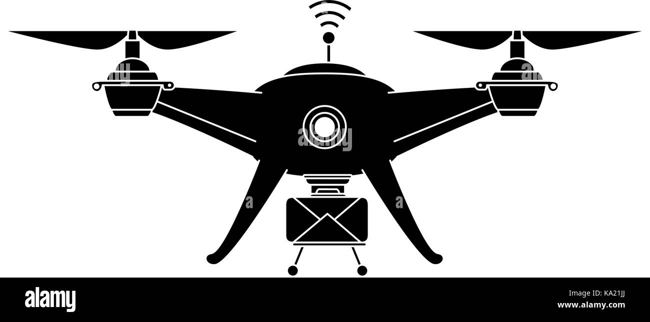 drone flying technology with envelope vector illustration design Stock ...