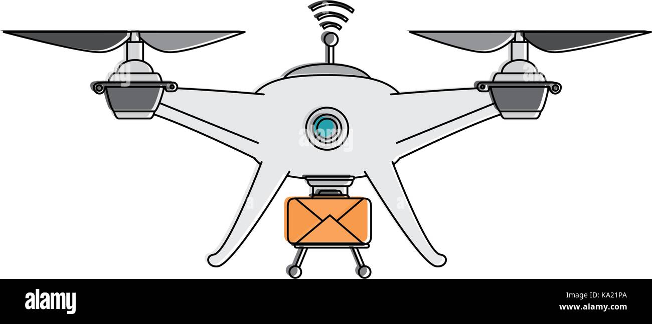 drone flying technology with envelope vector illustration design Stock ...