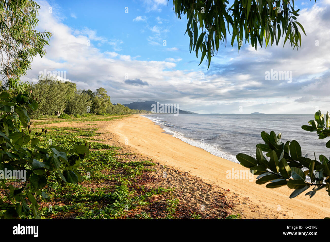 The popular sandy beach of Bramston Beach, Far North Queensland, FNQ ...