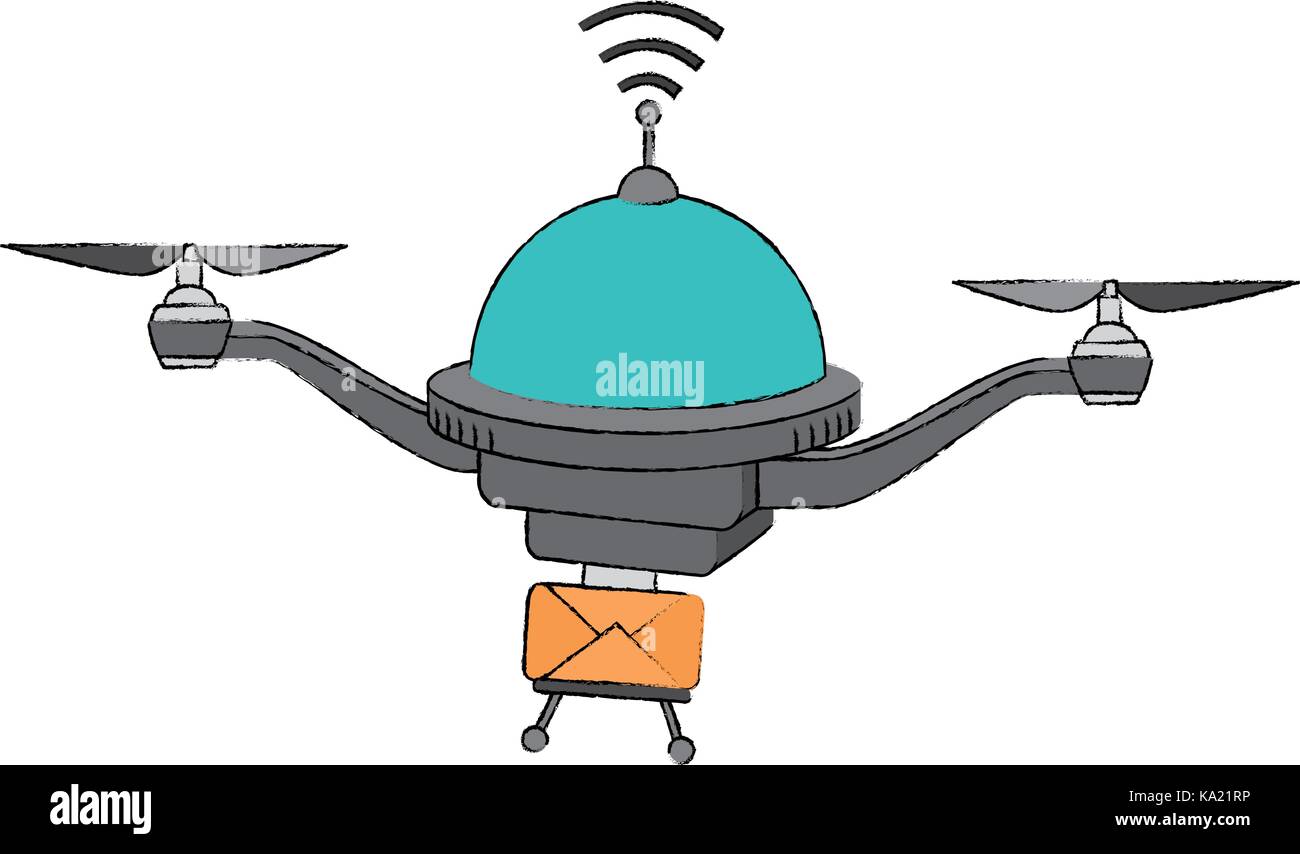 drone flying technology with envelope Stock Vector Image & Art - Alamy