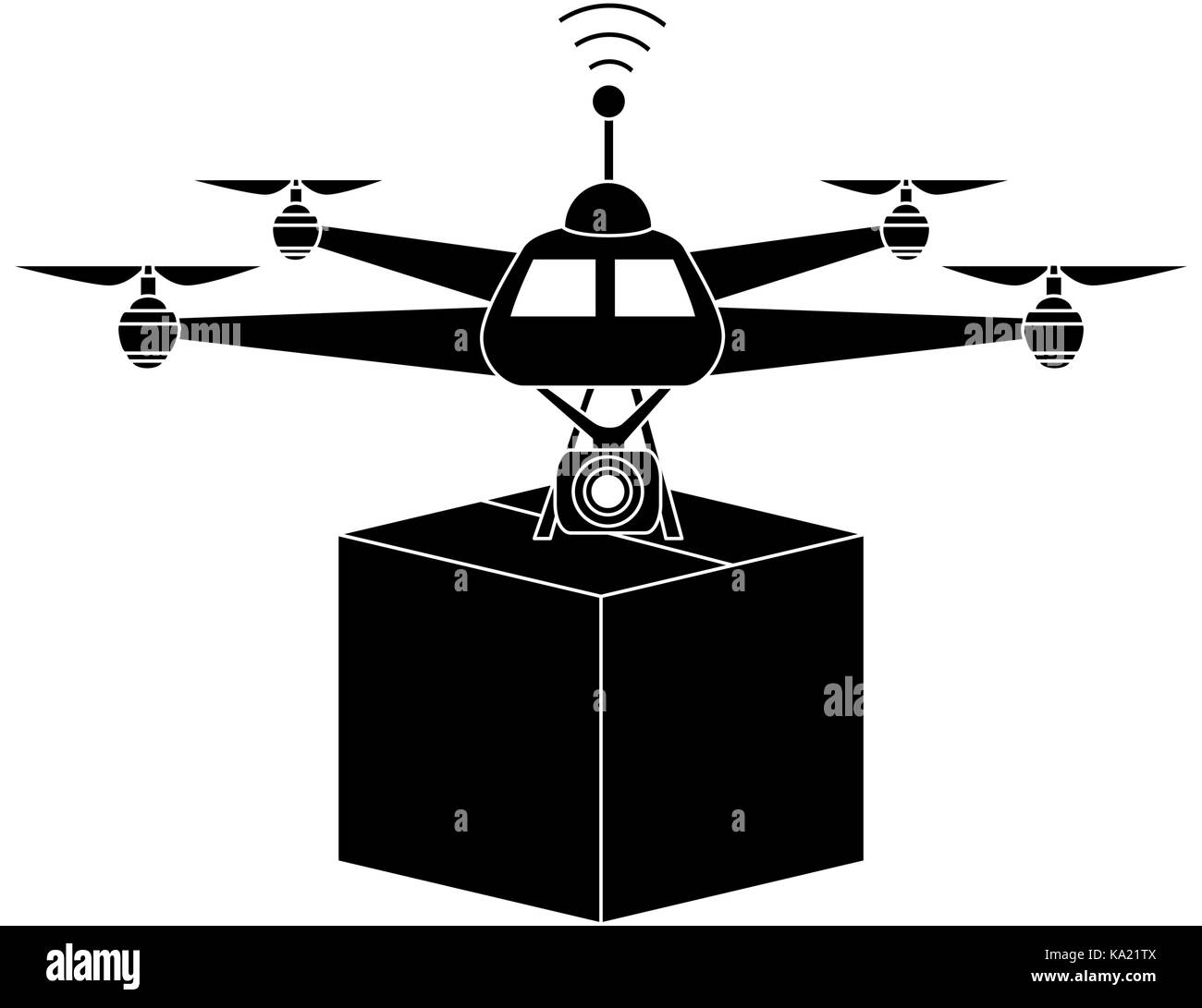 drone flying technology with box Stock Vector Image & Art - Alamy