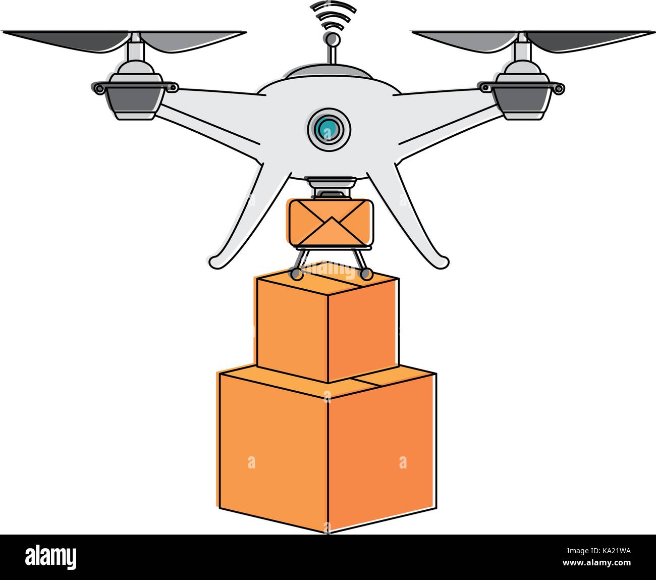 drone flying technology with boxes Stock Vector Image & Art - Alamy