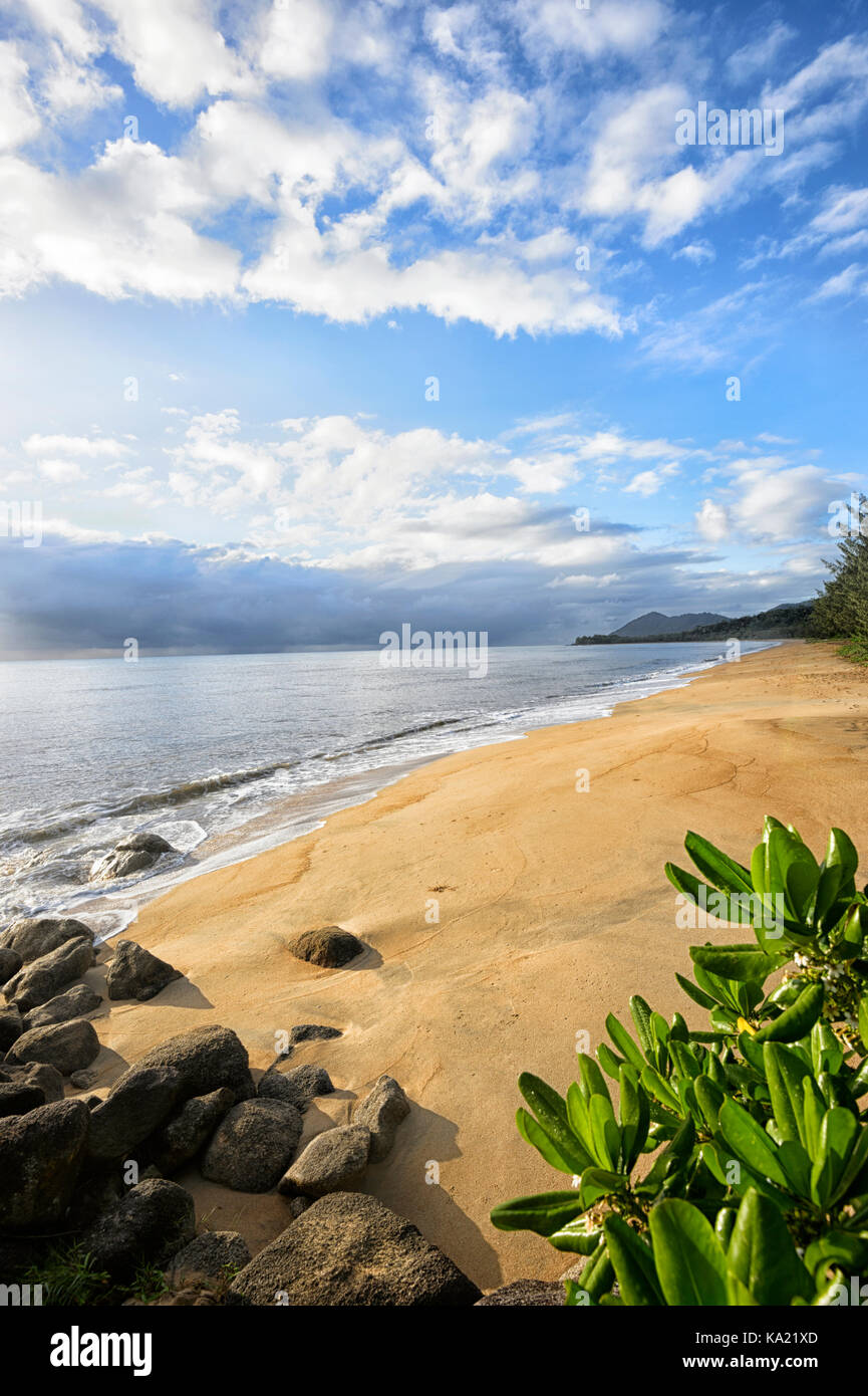 The popular sandy beach of Bramston Beach, Far North Queensland, FNQ ...