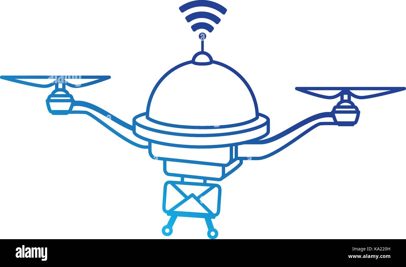 drone flying technology with envelope Stock Vector Image & Art - Alamy