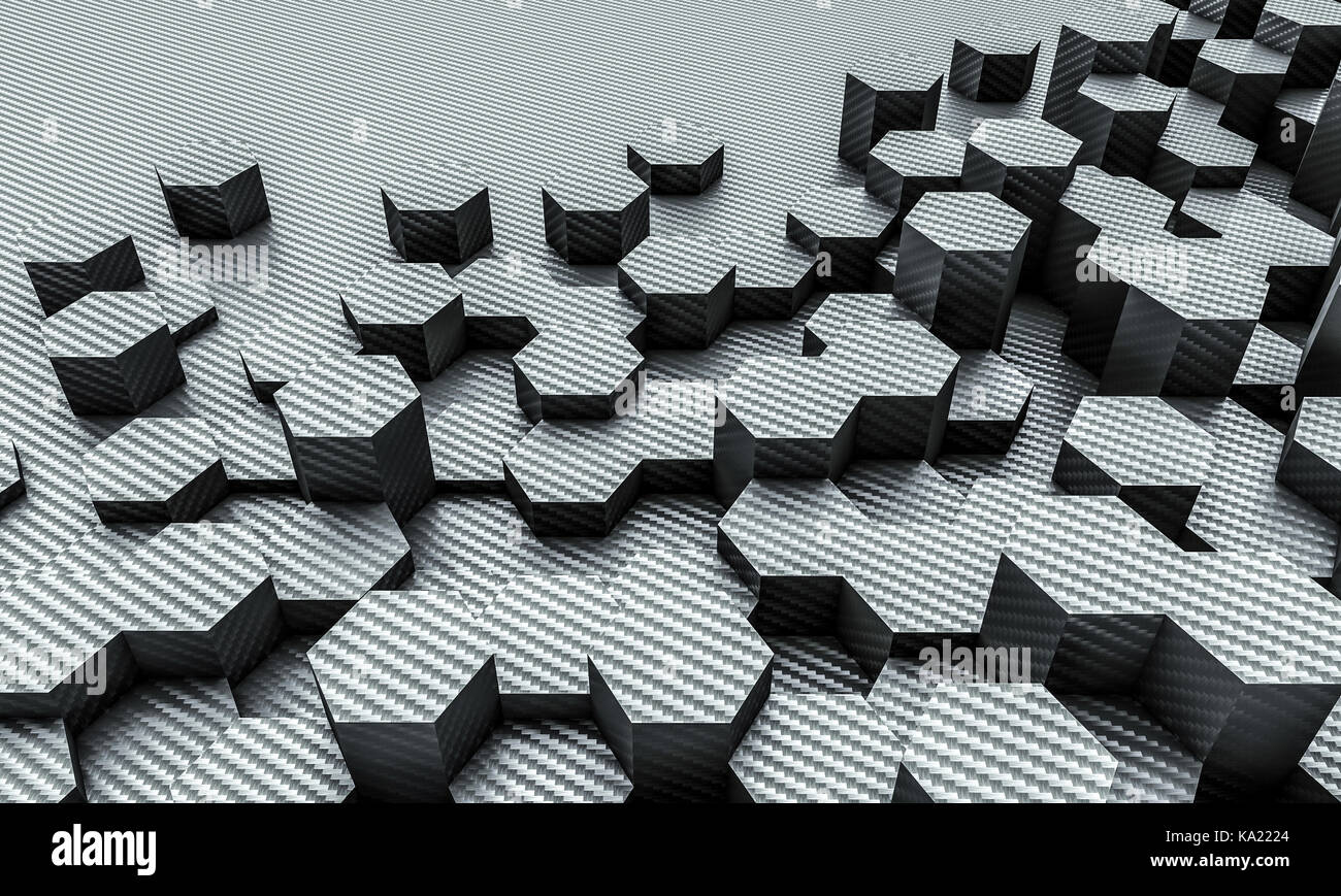 hexagon carbon fiber geometric background 3d rendering image Stock ...