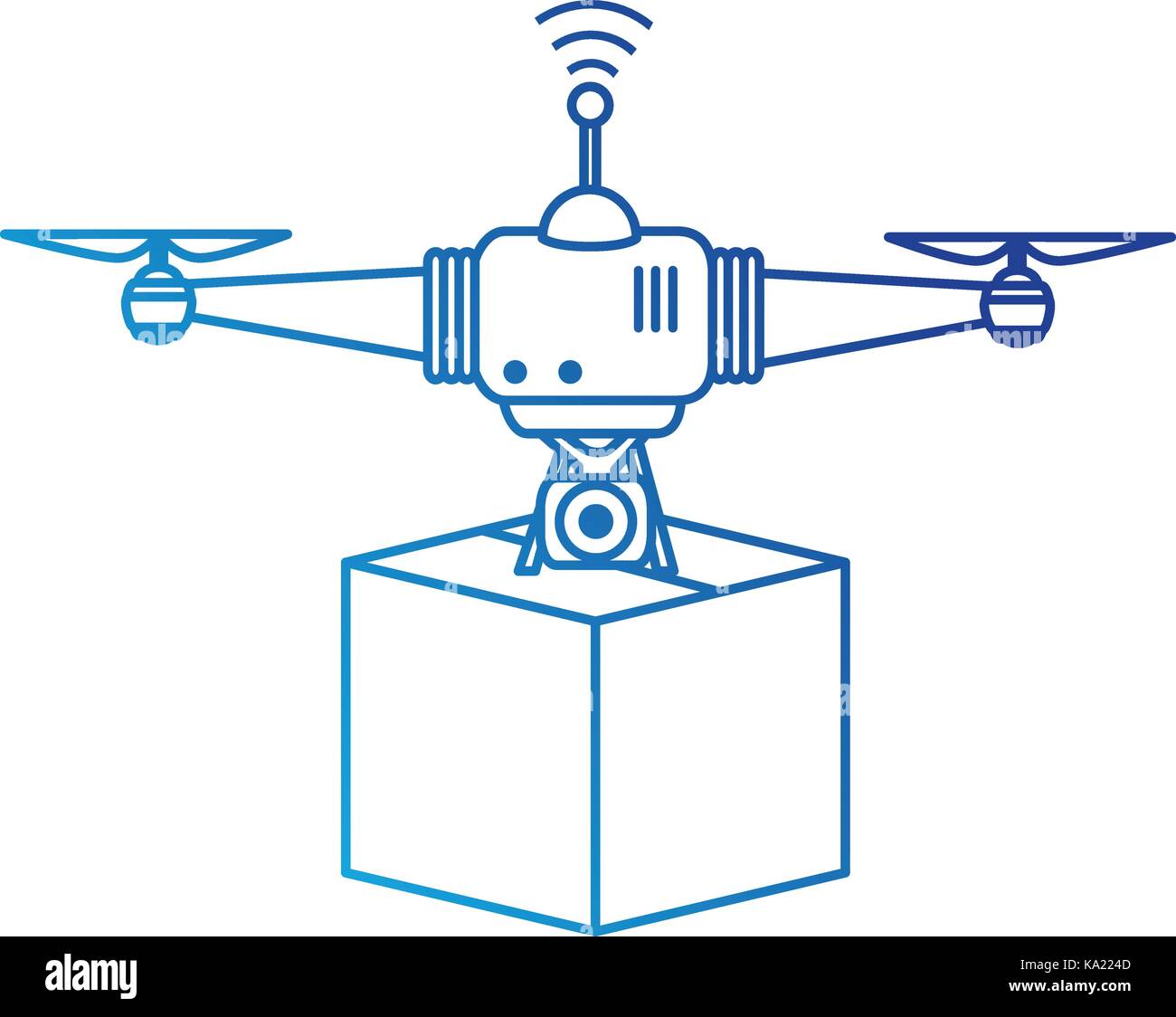 drone flying technology with box Stock Vector Image & Art - Alamy