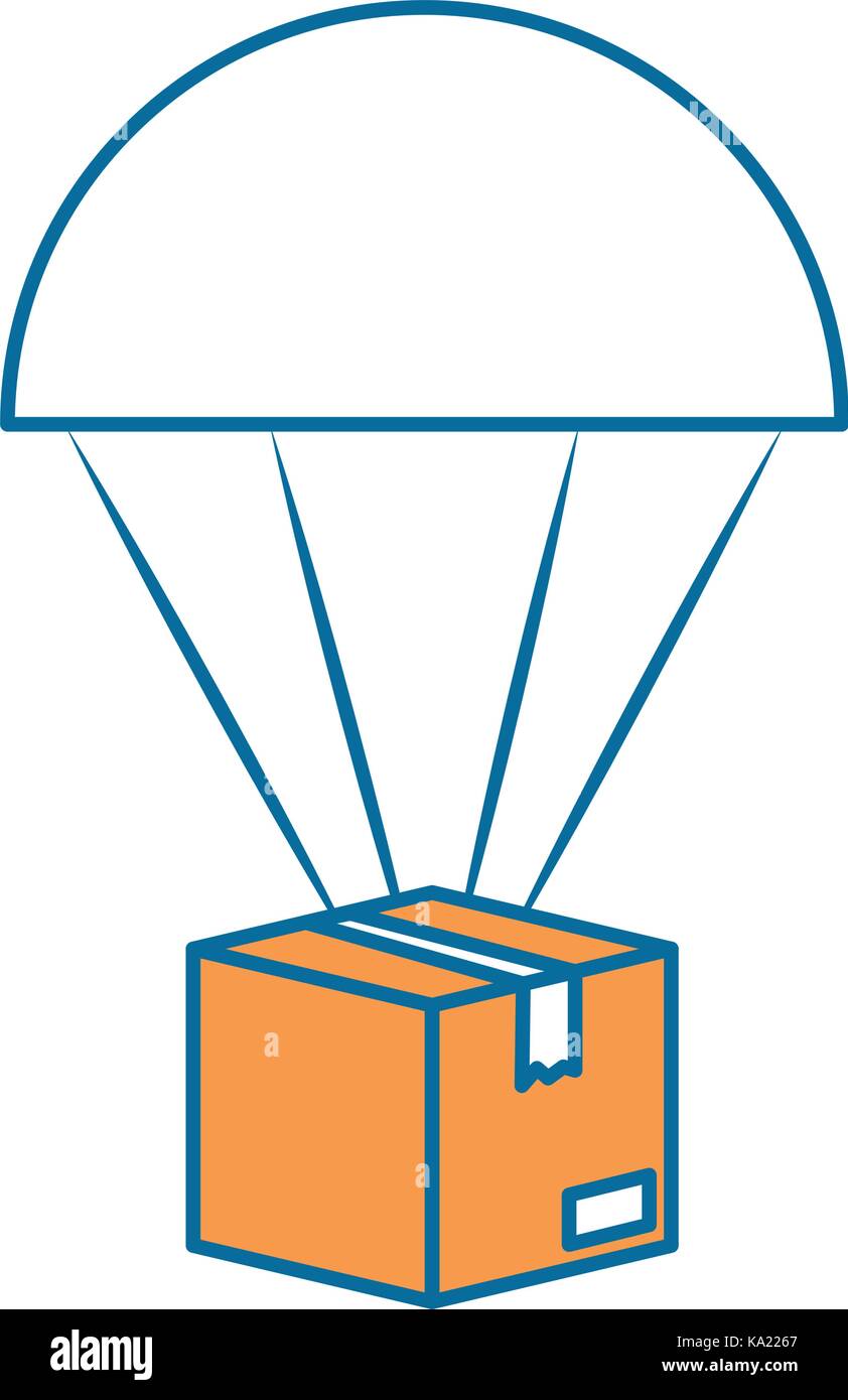 parachute with box carton packing icon Stock Vector Image & Art - Alamy