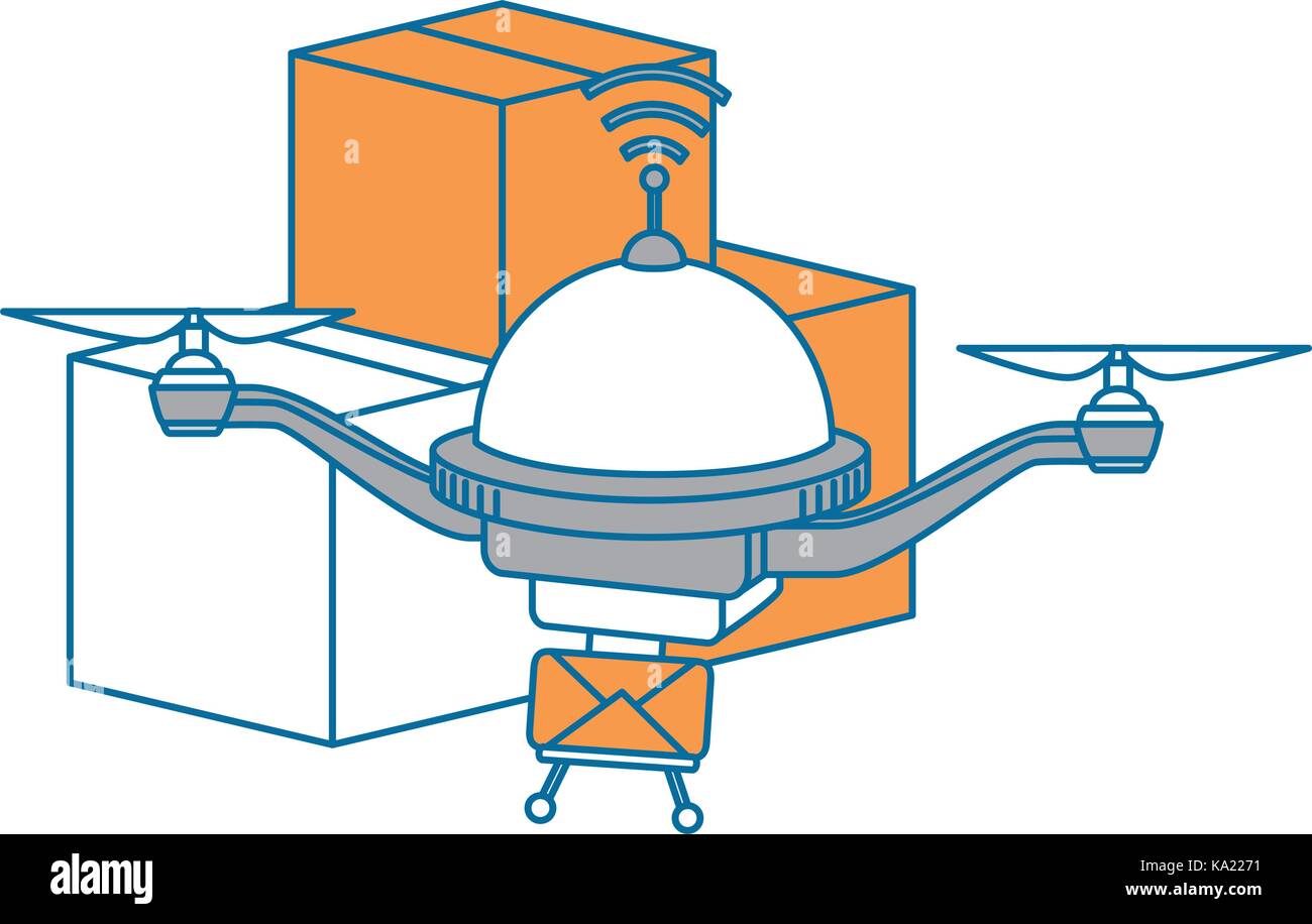 drone flying technology with boxes Stock Vector Image & Art - Alamy