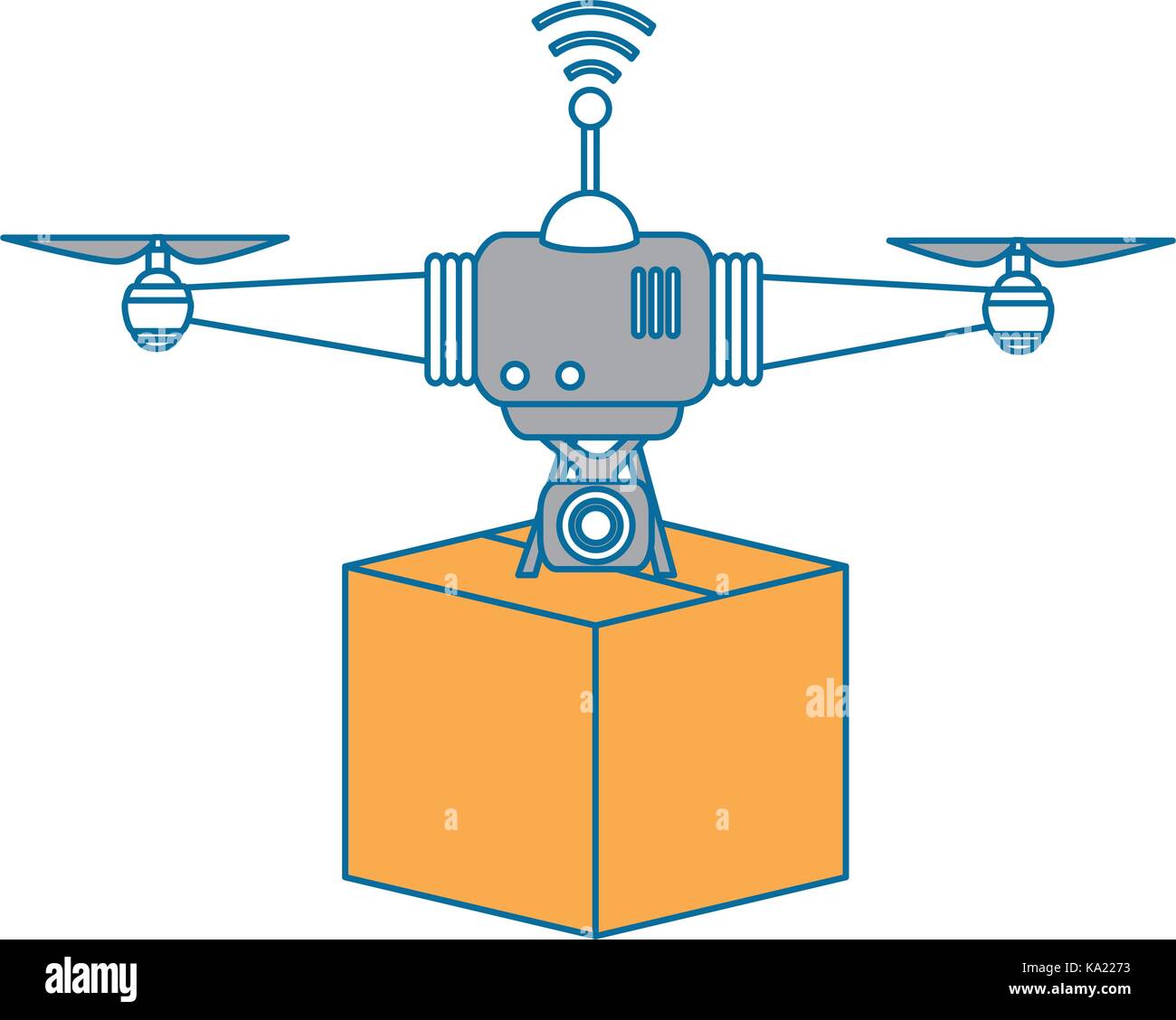 drone flying technology with box Stock Vector Image & Art - Alamy