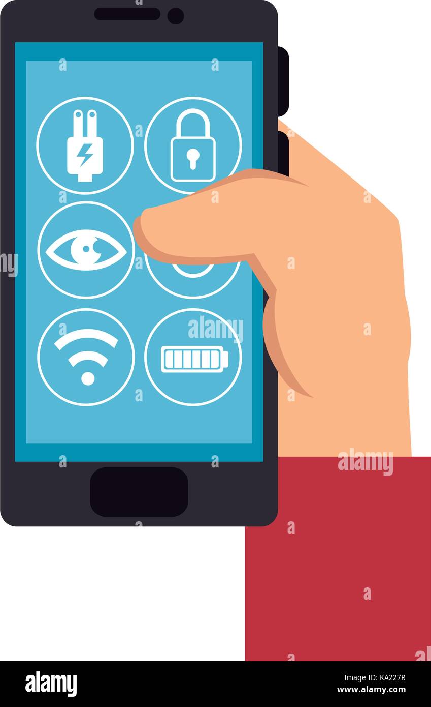 hand user with smartphone isolated icon Stock Vector Image & Art - Alamy