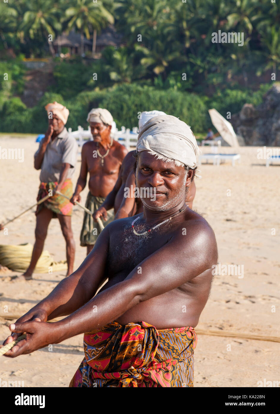 Rural residents in daily life. The fishermen on the shore of the ocean ...